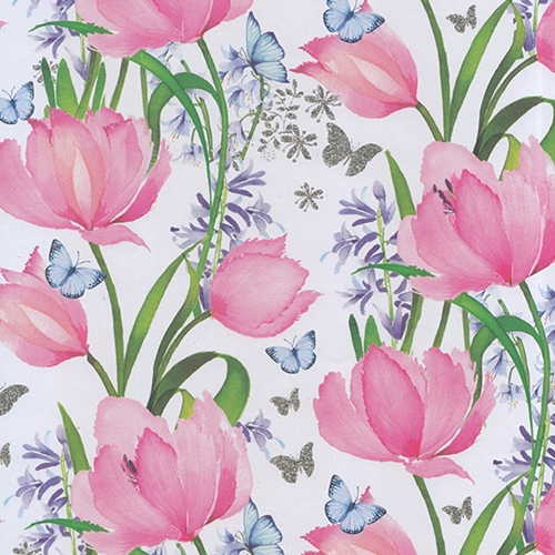 Tulip and Butterfly Garden Paper- 19.5x27" Sheet