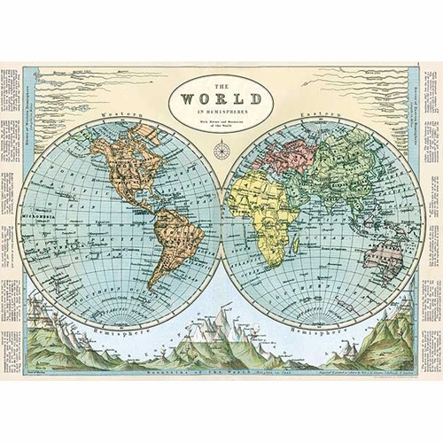Cavallini Decorative Paper-Hemispheres Map #2 20"x28" Sheet