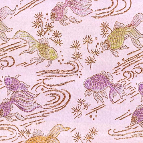 Chinese Brocade Paper- Goldfish on Pink 26x16.75" Sheet