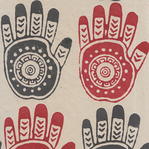 Nepalese Handmade Paper- Woodblock Hands
