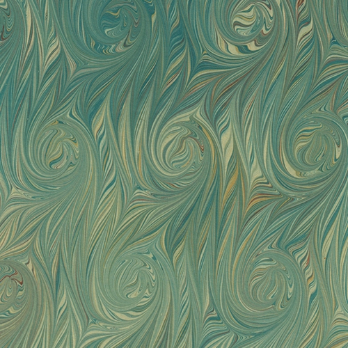 Handmade Italian Marble Paper- French Curl Twilled Teal and Yellow 19.5 ...