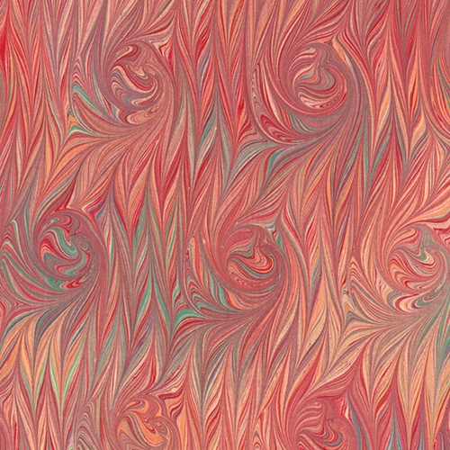 Handmade Italian Marble Paper- French Curl Scarlet & Orange 19.5 x 27 ...