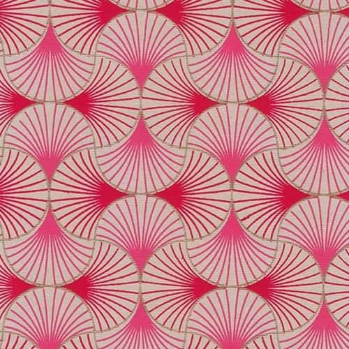 Printed Cotton Paper from India- Art Deco Interlocked Shells in Red ...