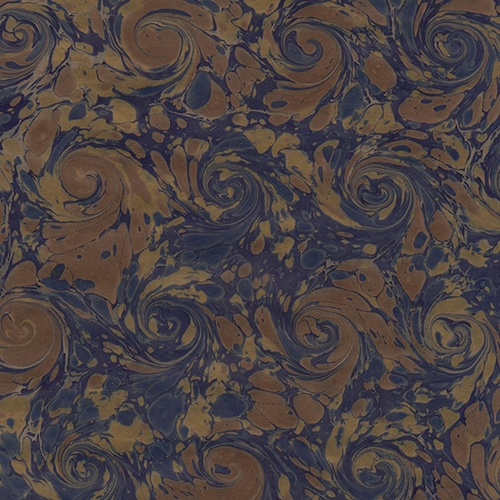 Handmade Italian Marble Paper- Scroll Swirls Dark Blue, Brown, and Gold ...