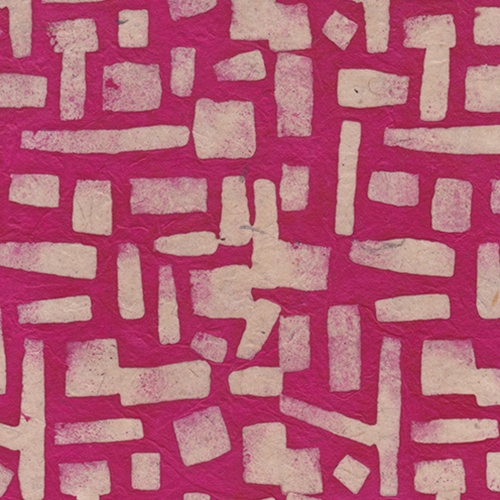Batik Lokta Paper from Nepal- Interlocking Bricks in Magenta 20x30" Sheet