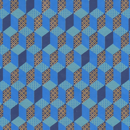 Falling Blocks Print in Blue Shades 22x30" Sheet
